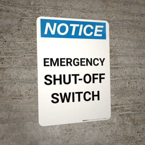 Notice: Emergency Shut-off Switch Portrait | Creative Safety Supply