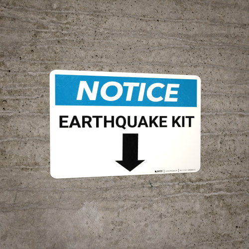 Notice: Earthquake Kit with Down Arrow Landscape | Creative Safety Supply