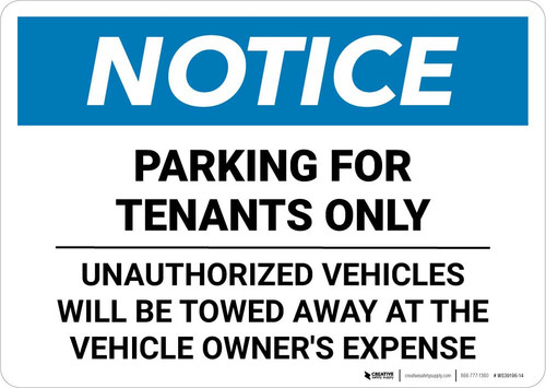 Notice: Parking for Tenants Only Landscape