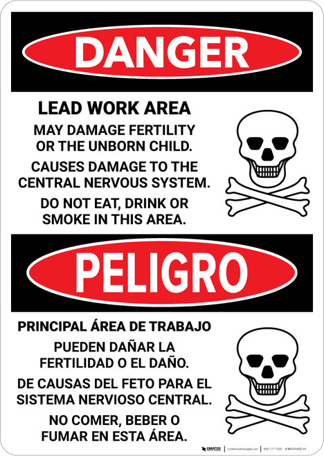 Danger: Lead Work Area May Damage Fertility Bilingual Spanish Portrait ...