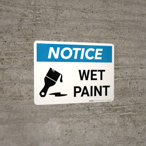 Notice: Wet Paint with Icon Landscape