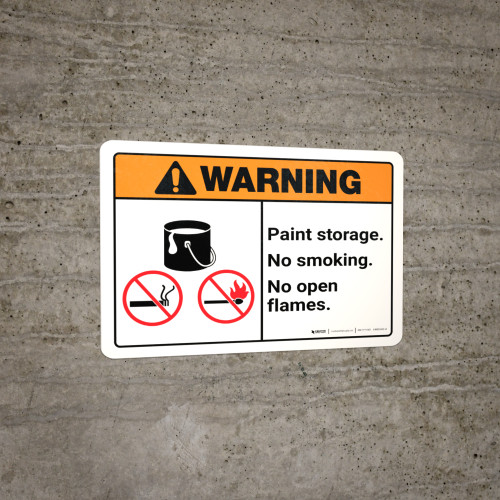 Warning: Paint Storage - No Smoking/Open Flames ANSI Landscape ...