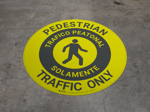 Pedestrian Traffic Only Bilingual Spanish - Floor Sign | Creative ...