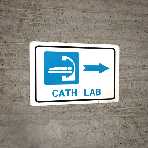 Cath Lab Right Arrow with Icon Landscape - Wall Sign