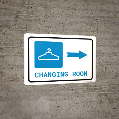 Changing Room Right Arrow with Icon Landscape - Wall Sign | Creative ...