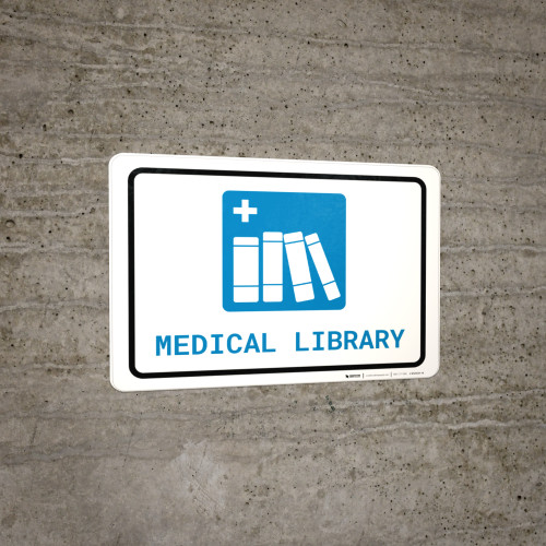 Medical Library with Icon Landscape - Wall Sign
