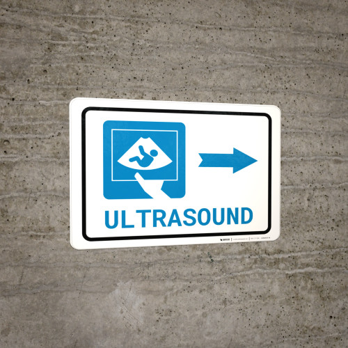 Ultrasound Right Arrow with Icon Landscape - Wall Sign