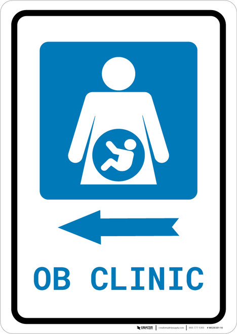 OB Clinic Left Arrow with Icon Portrait - Wall Sign