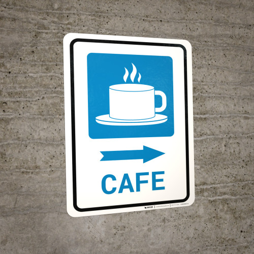 Cafe Right Arrow with Icon Portrait - Wall Sign