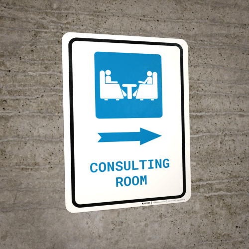 Consulting Room Right Arrow with Icon Portrait - Wall Sign