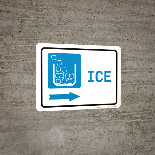 Ice Right Arrow with Icon Landscape - Wall Sign