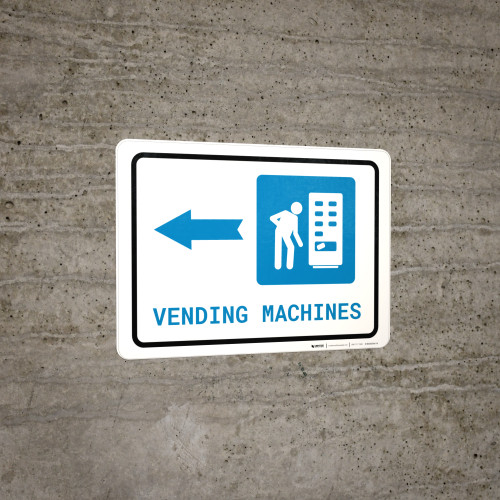 Vending Machines Left Arrow with Icon Landscape - Wall Sign
