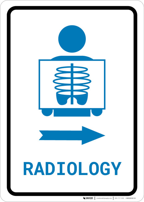 Radiology Right Arrow with Icon Portrait v2 - Wall Sign