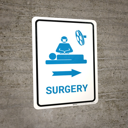 Surgery Right Arrow with Icon Portrait v2 - Wall Sign | Creative Safety ...