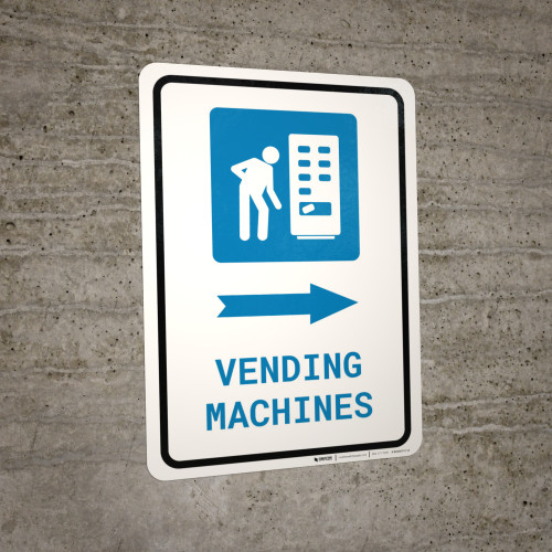Vending Machines Right Arrow with Icon Portrait v2 - Wall Sign