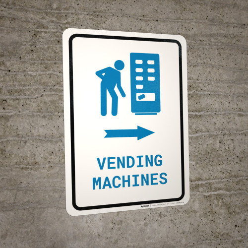 Vending Machines Right Arrow with Icon Portrait - Wall Sign