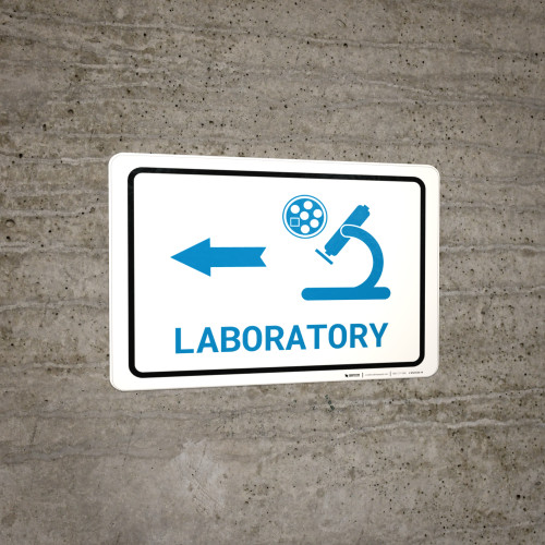 Laboratory Left Arrow with Icon Landscape v2 - Wall Sign