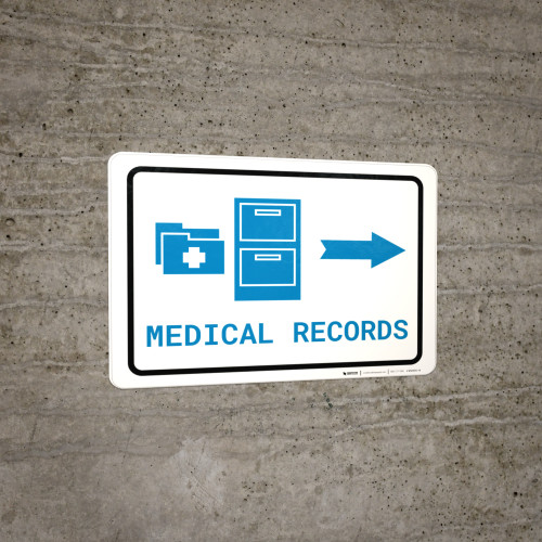 Medical Records Right Arrow with Icon Landscape v2 - Wall Sign