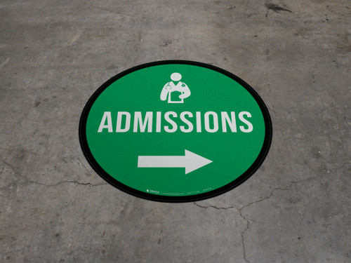 Admissions Right Arrow with Icon Circular - Floor Sign