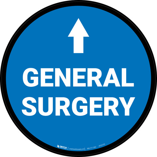 General Surgery Ahead with Arrow Circular - Floor Sign