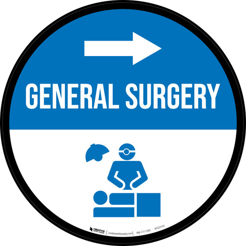 General Surgery Right Arrow with Icon Circular - Floor Sign