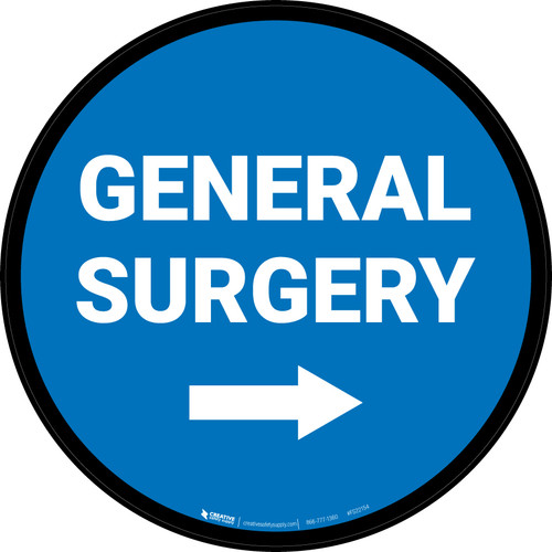 General Surgery Right with Arrow Circular - Floor Sign