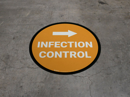 Infection Control Right with Arrow Circular - Floor Sign