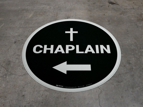 Chaplain Arrow Left Circular - Floor Sign | Creative Safety Supply