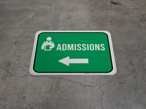 Admissions Left Arrow with Icon Rectangular - Floor Sign | Creative ...