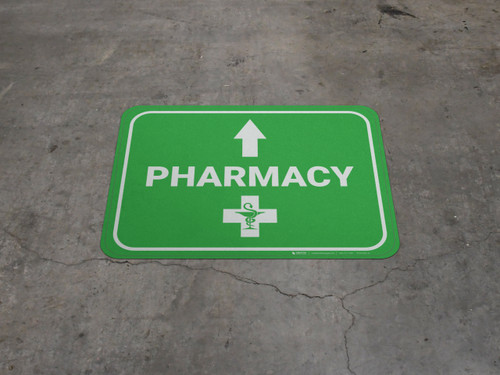 Pharmacy Arrow Straight Rectangular - Floor Sign | Creative Safety Supply