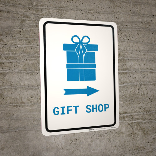 Gift Shop Right Arrow with Icon Portrait v2 - Wall Sign | Creative ...