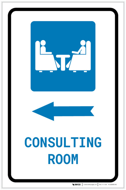 Consulting Room Left Arrow with Icon Portrait - Label | Creative Safety ...