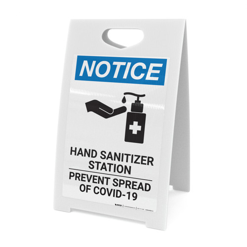 Notice: Hand Sanitizer Station COVID-19 ANSI Portrait - A-Frame Sign