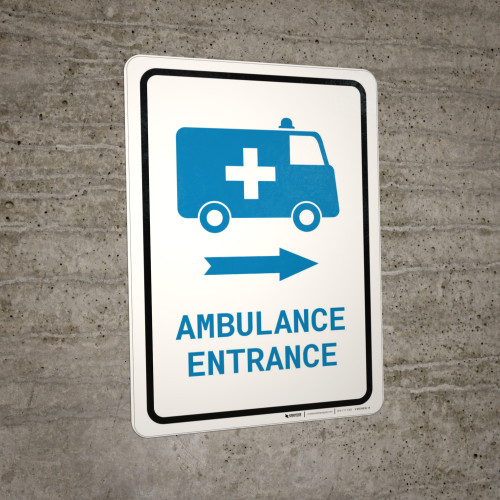 Ambulance Entrance Right Arrow with Icon Portrait v2 - Wall Sign