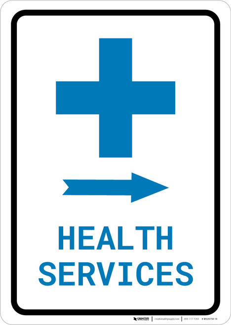 Health Services Right Arrow with Icon Portrait v2 - Wall Sign ...