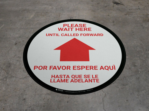 Please Wait Here Until Called Forward Bilingual Spanish - Floor Sign ...