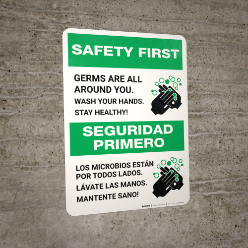 Safety First: Stay Healthy Wash Your Hands Bilingual Spanish with Icon ...