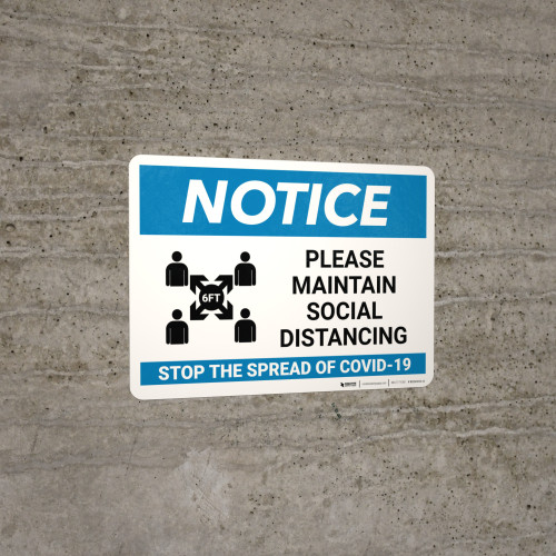 Notice: Please Maintain Social Distancing in Waiting Room Landscape ...