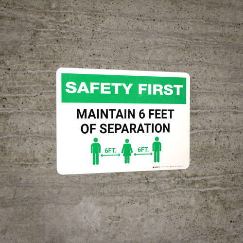 Safety First: Maintain 6 Feet of Separation with Icon Landscape - Wall Sign