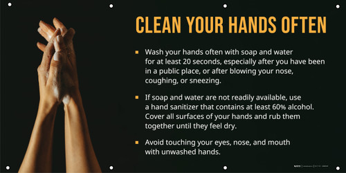 Clean Your Hands Often - Dark Background - Banner