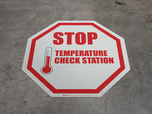 STOP - Temperature Check Station - Red - Floor Sign