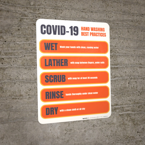 COVID-19 Hand Washing Best Practices Portrait - Wall Sign