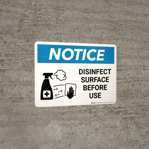 Notice: Disinfect Surface Before Use with Icon Landscape - Wall Sign