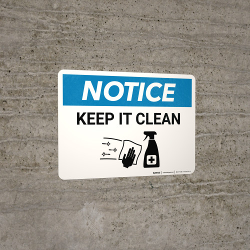 Notice: Keep It Clean with Icon Landscape - Wall Sign