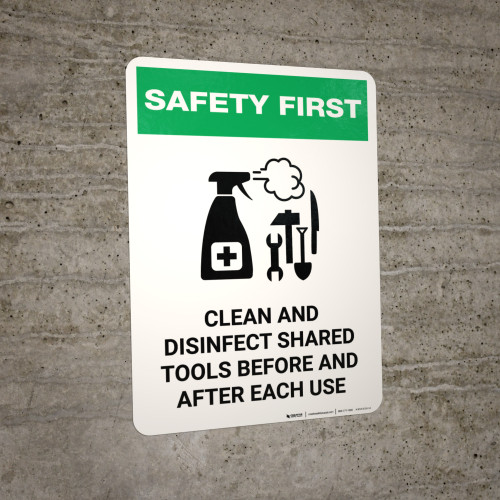 Safety First: Clean And Disinfect Shared Tools with Icon Portrait ...