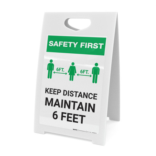 Safety First: Keep Distance Maintain 6ft with Icon Portrait - A-Frame Sign