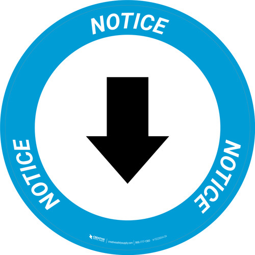 Notice: Down Arrow Circular - Floor Sign