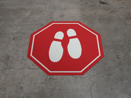 Shoe Print Down Stop Circular v2 - Floor Sign