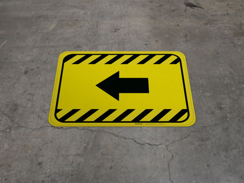Left Arrow Hazard Striped Rectangle - Floor Sign