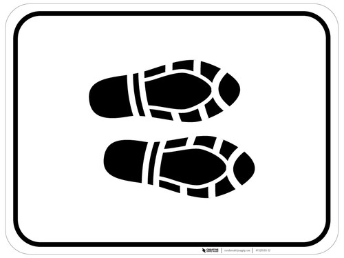 Shoe Print Right Black Rectangle - Floor Sign